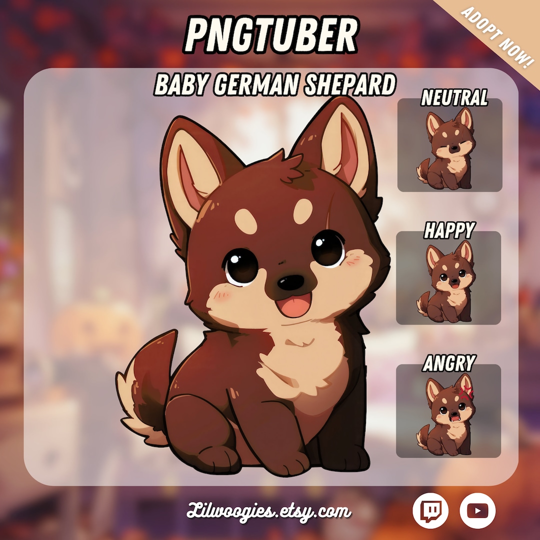 Chibi German Shepard Dog Pngtuber | Kawaii | Ready for Twitch | Vtuber ...