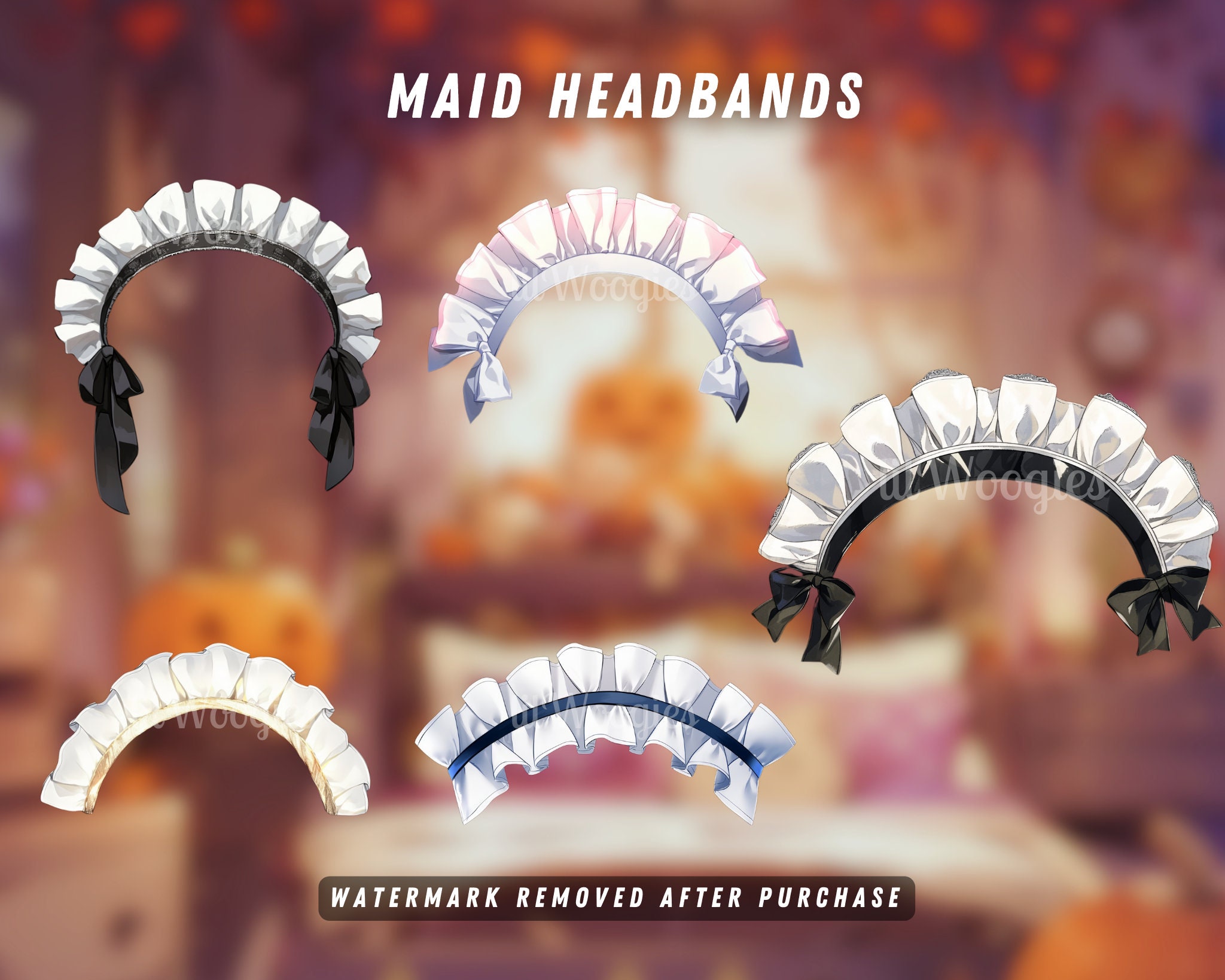 5x Vtuber Maid Hat Assets Mobcap Cute Bonnet Transparent Overlay ...