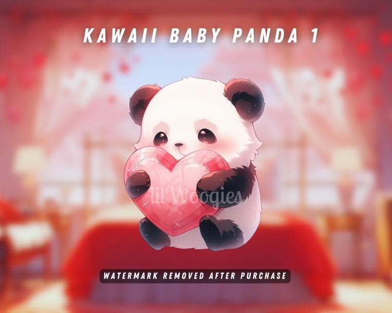 5x Kawaii Panda Bear Valentine Vtuber Assets Baby Panda Anime Pngtuber ...