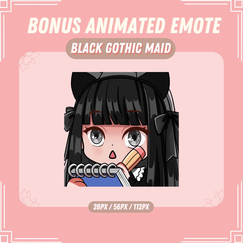 Black Gothic Maid Twitch Emotes, Twitch Sub Emotes, Anime Girl Emotes ...