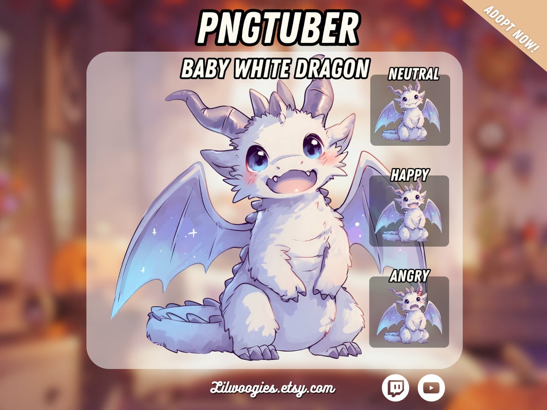 Chibi White Dragon Pngtuber | Kawaii | Ready for Twitch | Vtuber Avatar ...