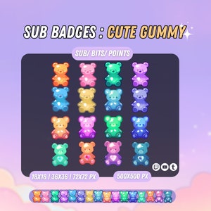 Cute Gummy Bear Sub Badges, Twitch Bit Badges, Sub Badges for Twitch ...