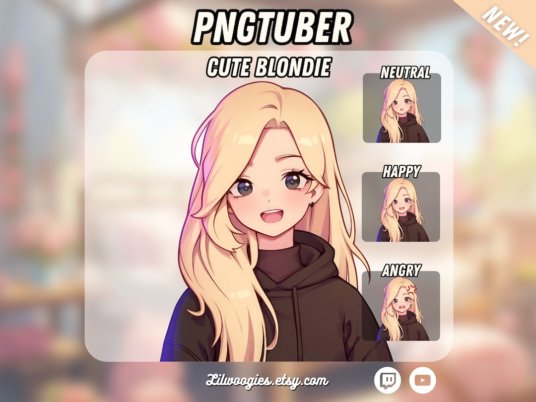 Cute Girl Pngtuber | Blond Hair | Kawaii | Ready for Twitch ...