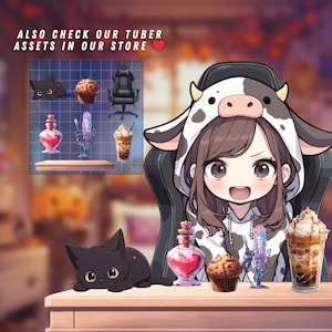 Cute Cow Girl Pngtuber | Kawaii | Ready for Twitch | Vtuber Avatar ...