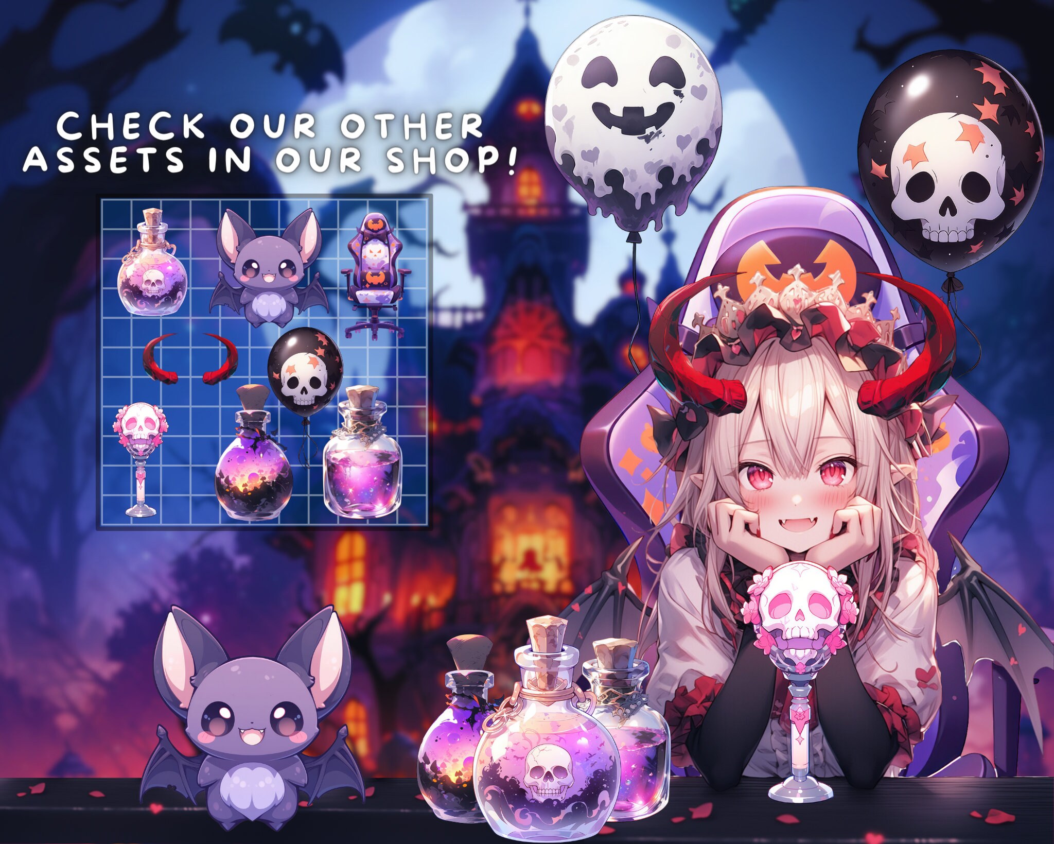 5x Vtuber Halloween Balloons | Decorations | Transparent | Cute ...