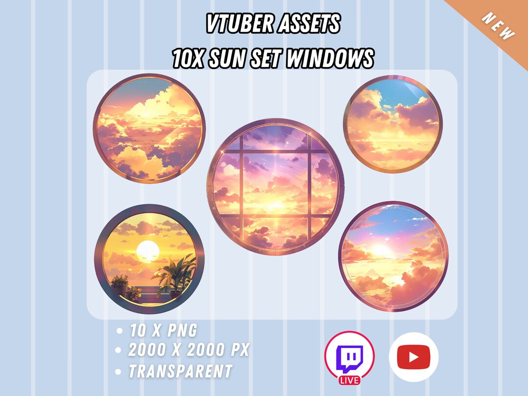 Vtuber Windows Sun Set 10x Pngtuber Transparent Props Cute Assets Stand ...