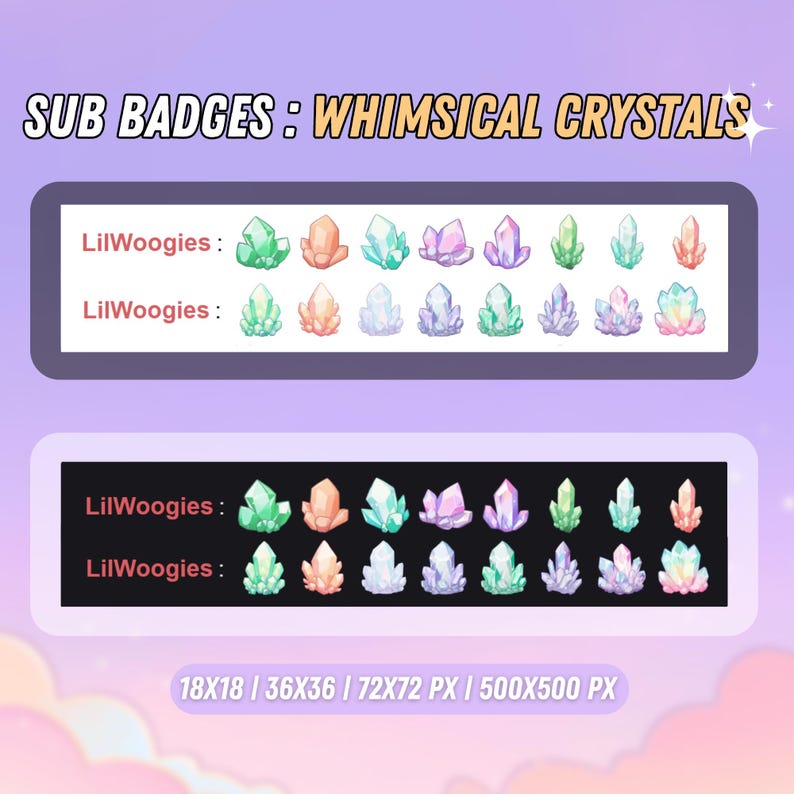 Cute Whimsical Crystals Badges for Twitch Subscribers - Twitch Sub ...