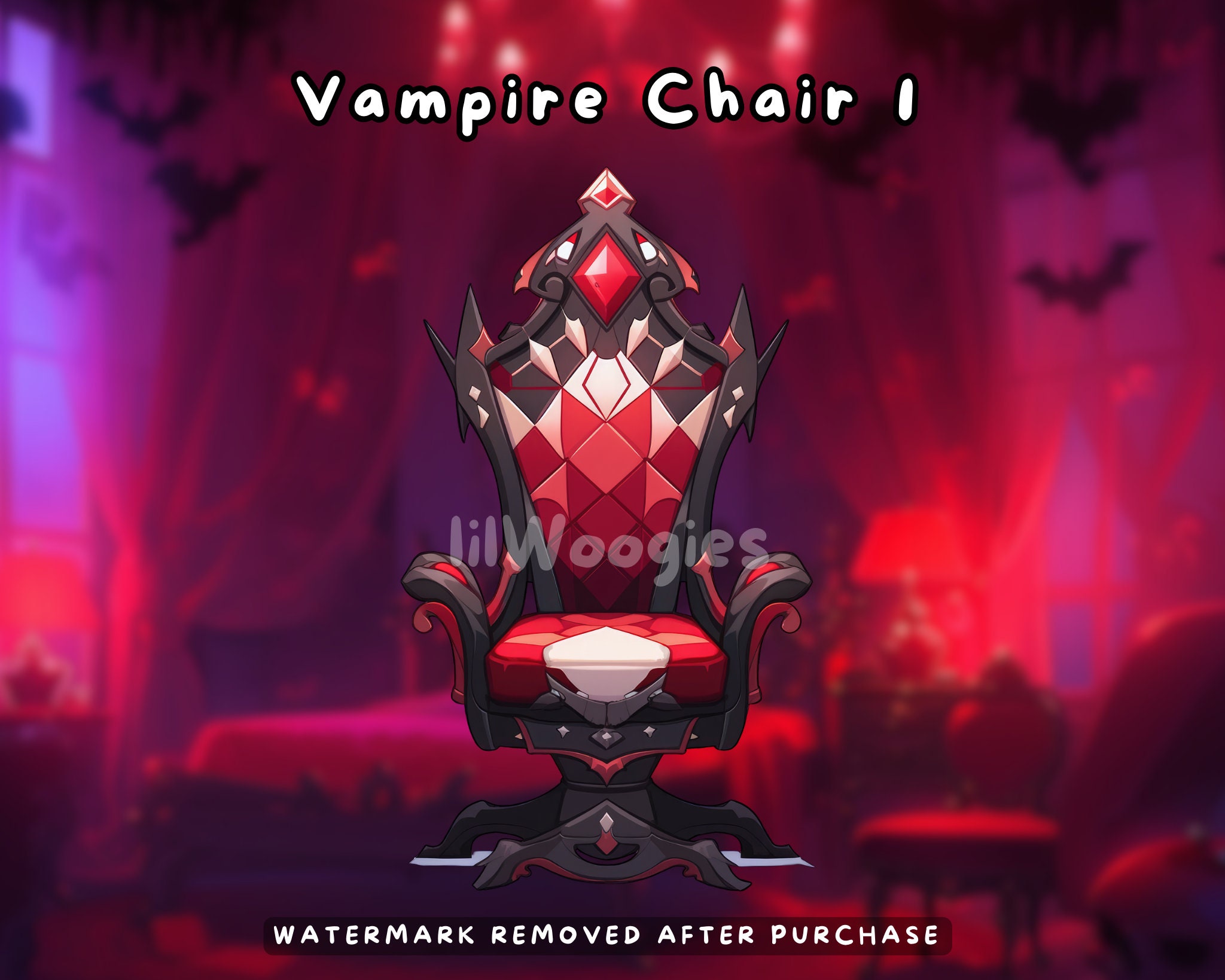 4x Vtuber Vampire Chairs | Transparent | Cute | Kawaii | Halloween ...