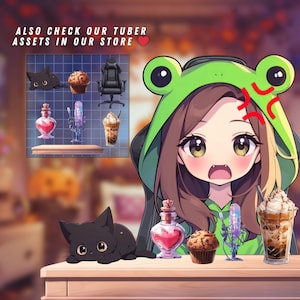 Cute Frog Girl Pngtuber | Chibi Kawaii | Ready for Twitch | Vtuber Avatar Streaming | Vtuber ...