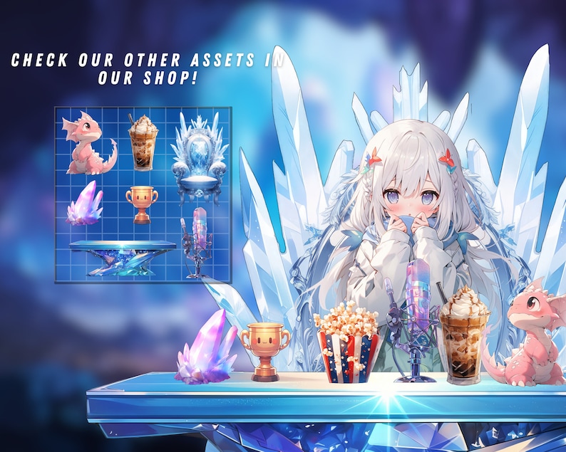Vtuber Crystal Table Desks 5x | Pngtuber | Transparent Props | Cute ...
