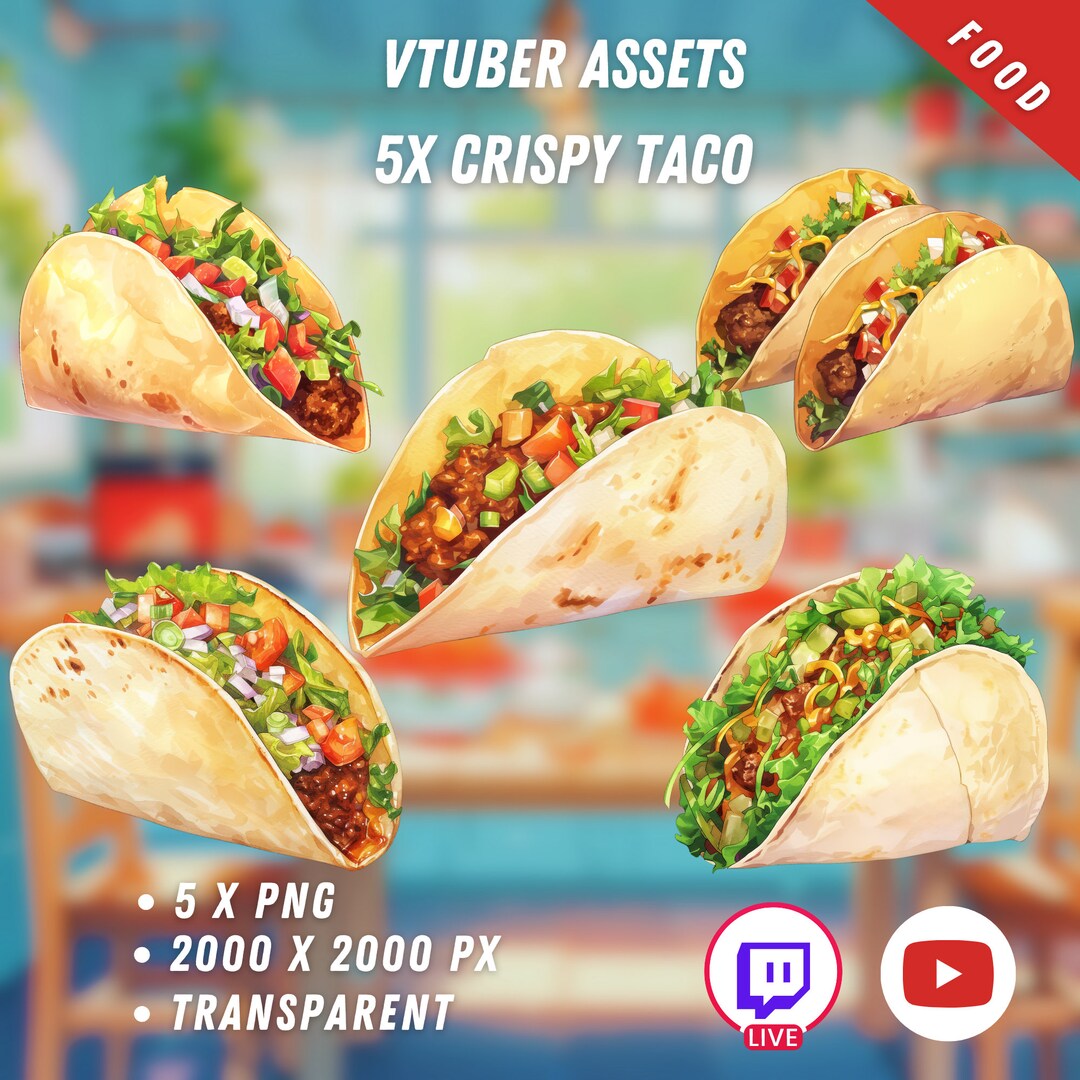 Vtuber Delicious Taco 5x | Pngtuber | Transparent Props | Cute Fastfood ...