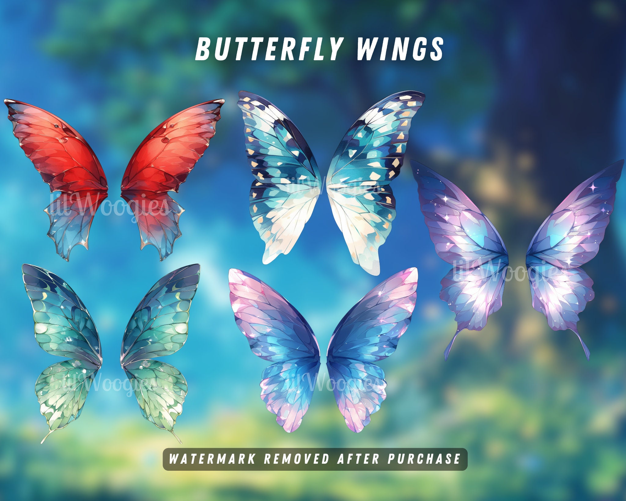 5x Butterfly Wings | Pngtuber | Transparent | Cute | Vtuber Assets ...