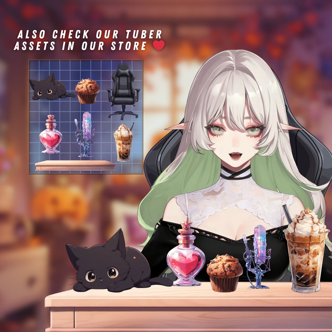 Cute Elf Girl Pngtuber Kawaii Ready for Twitch Streamlabs Vtuber Avatar ...