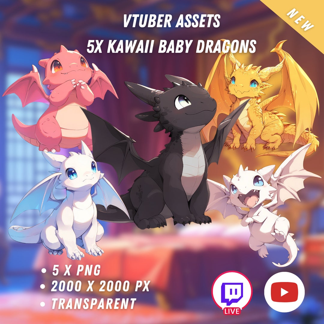 5x VTUBER Baby Dragons | Fantasy | Kawaii Pets | Cute | Anime | Kawaii ...