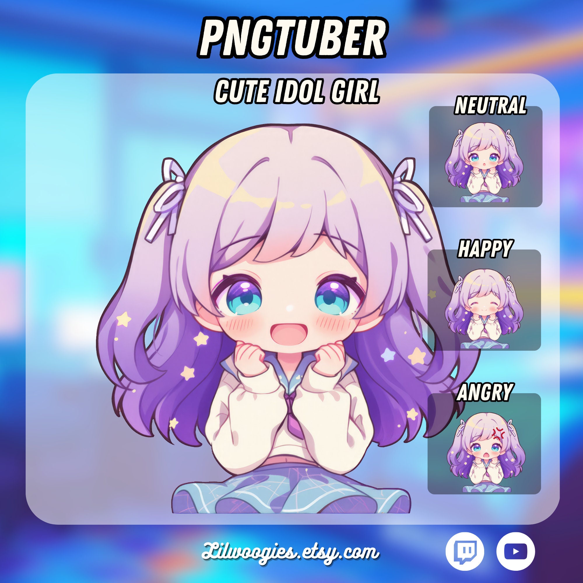 Cute Idol Girl Pngtuber | Kawaii | School | Ready for Twitch | Vtuber ...