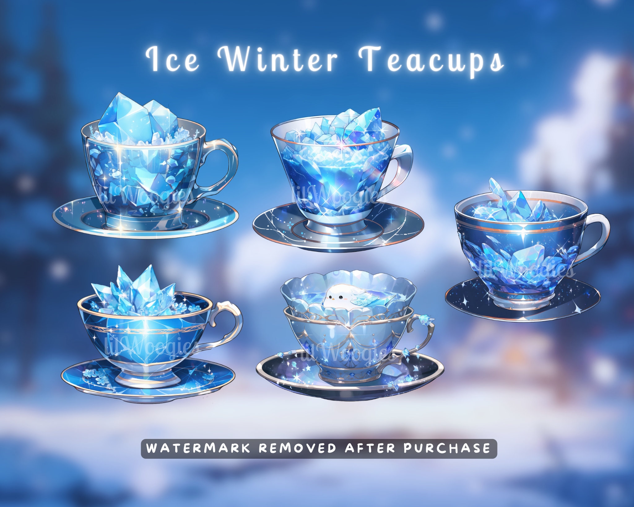 5x Ice Cup Teacups Pngtuber Transparent Cute Vtuber Assets Christmas ...