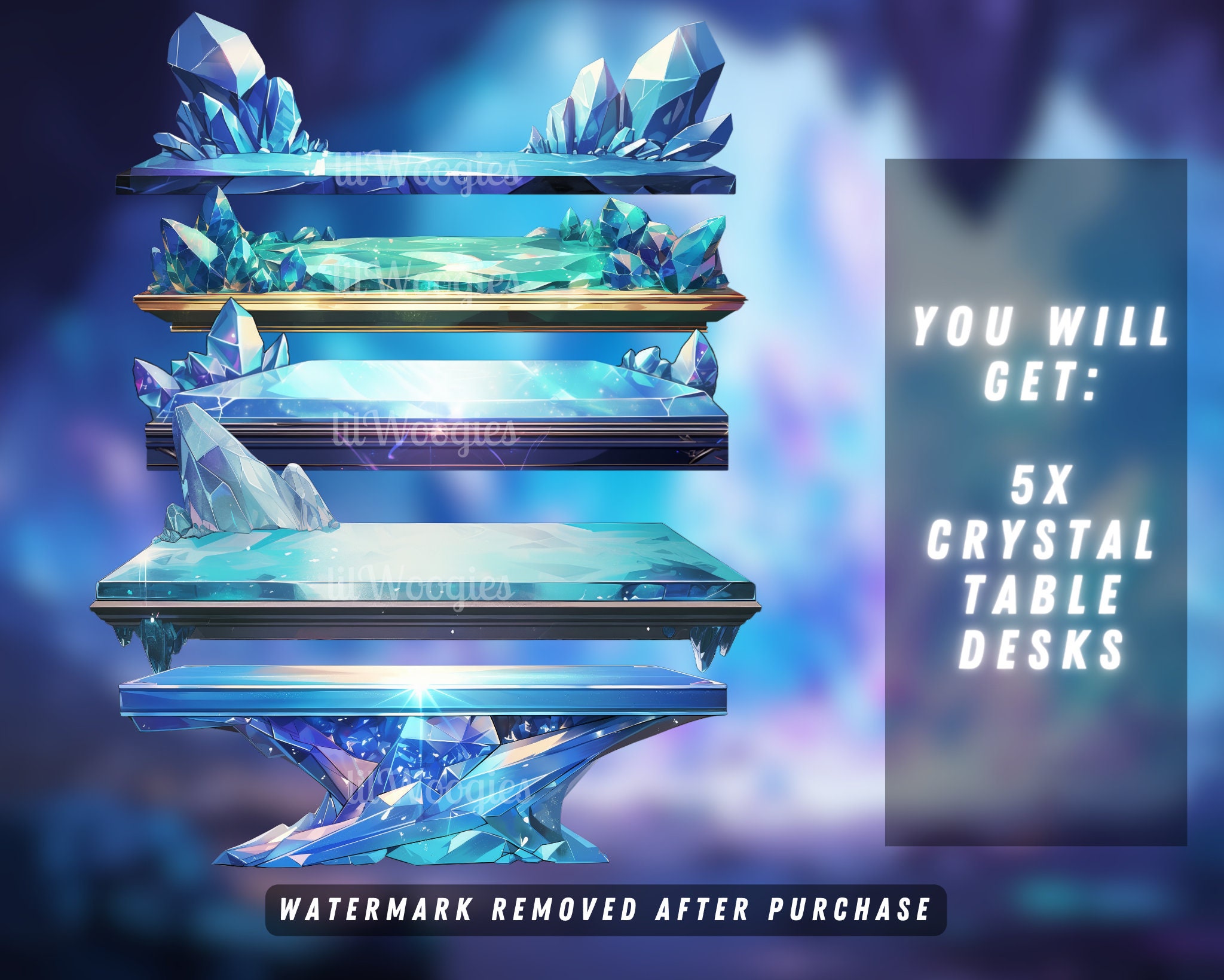 Vtuber Crystal Table Desks 5x | Pngtuber | Transparent Props | Cute ...