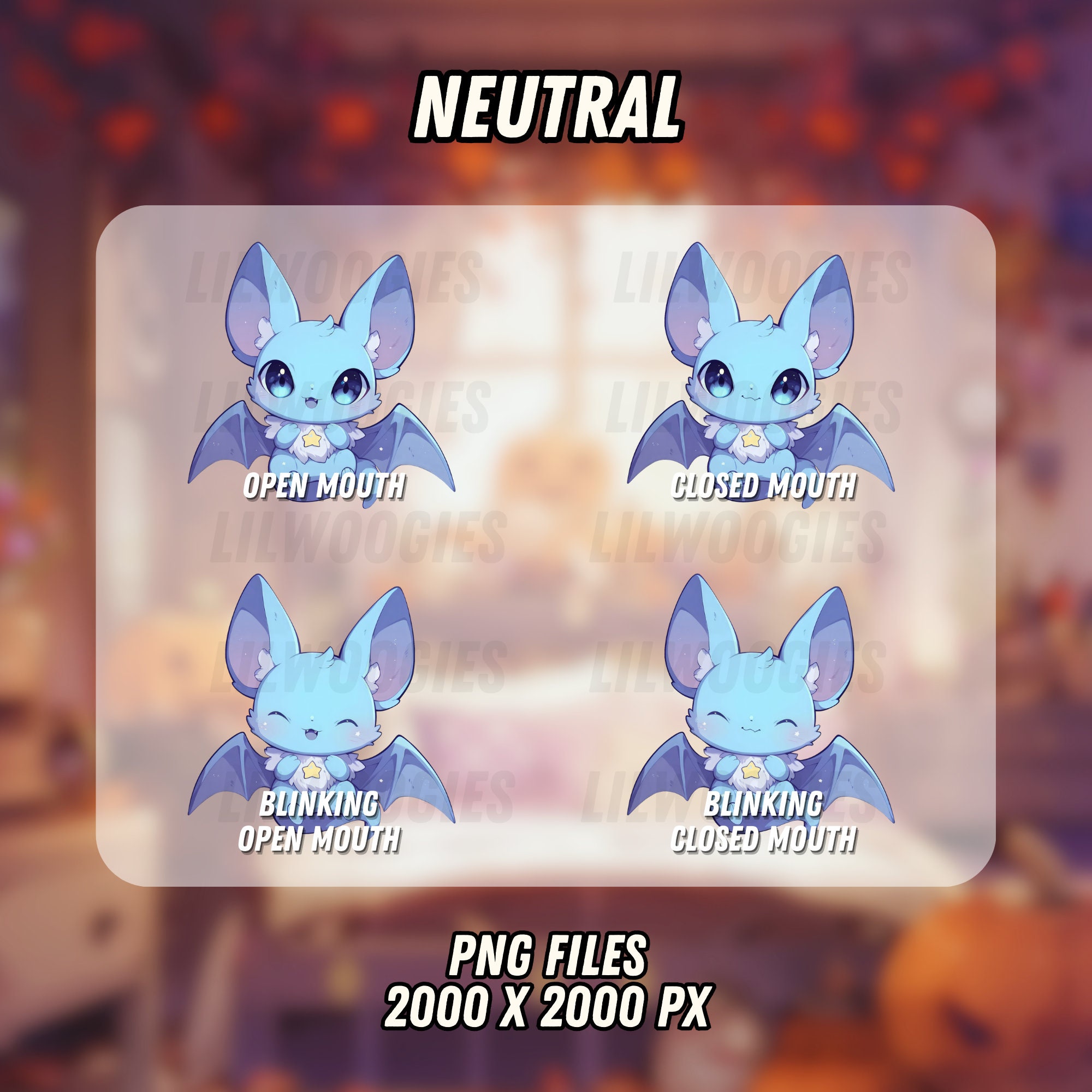 Cute Chibi Bat Pngtuber | Kawaii | Ready for Twitch | Vtuber Avatar ...