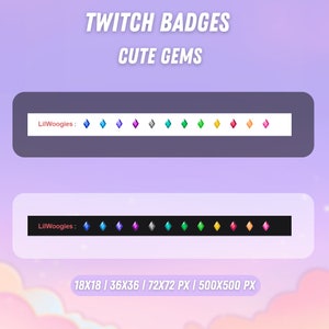 Cute Gems Sub Badges, Twitch Bit Badges, Sub Badges for Twitch, Twitch ...