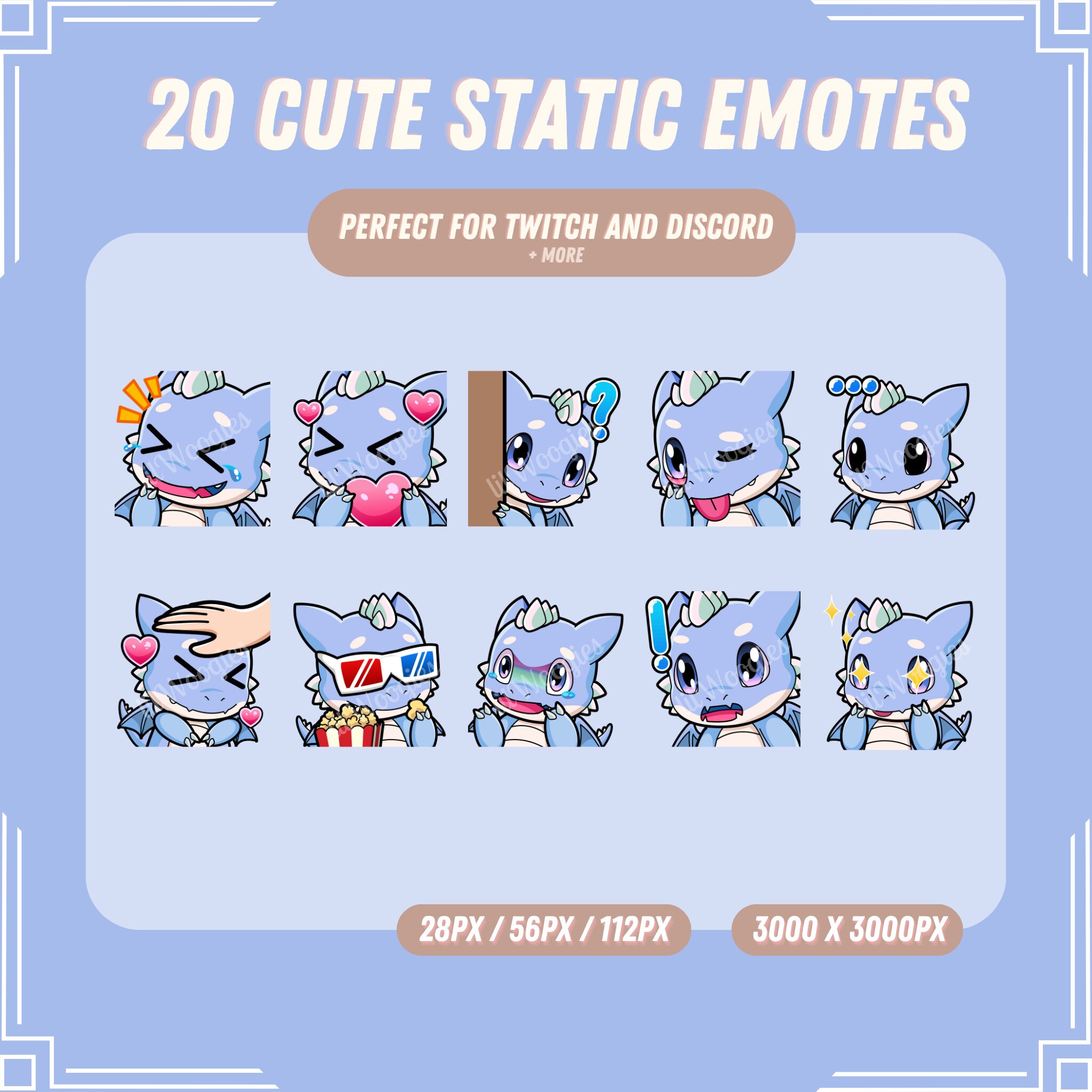 21 Blue Baby Dragon Twitch Emotes, Twitch Sub Emotes, Chibi Emotes ...