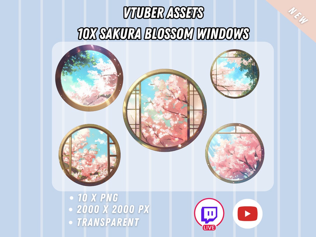 Vtuber Windows Sakura Blossom 10x | Transparent Props | Cute | Assets ...