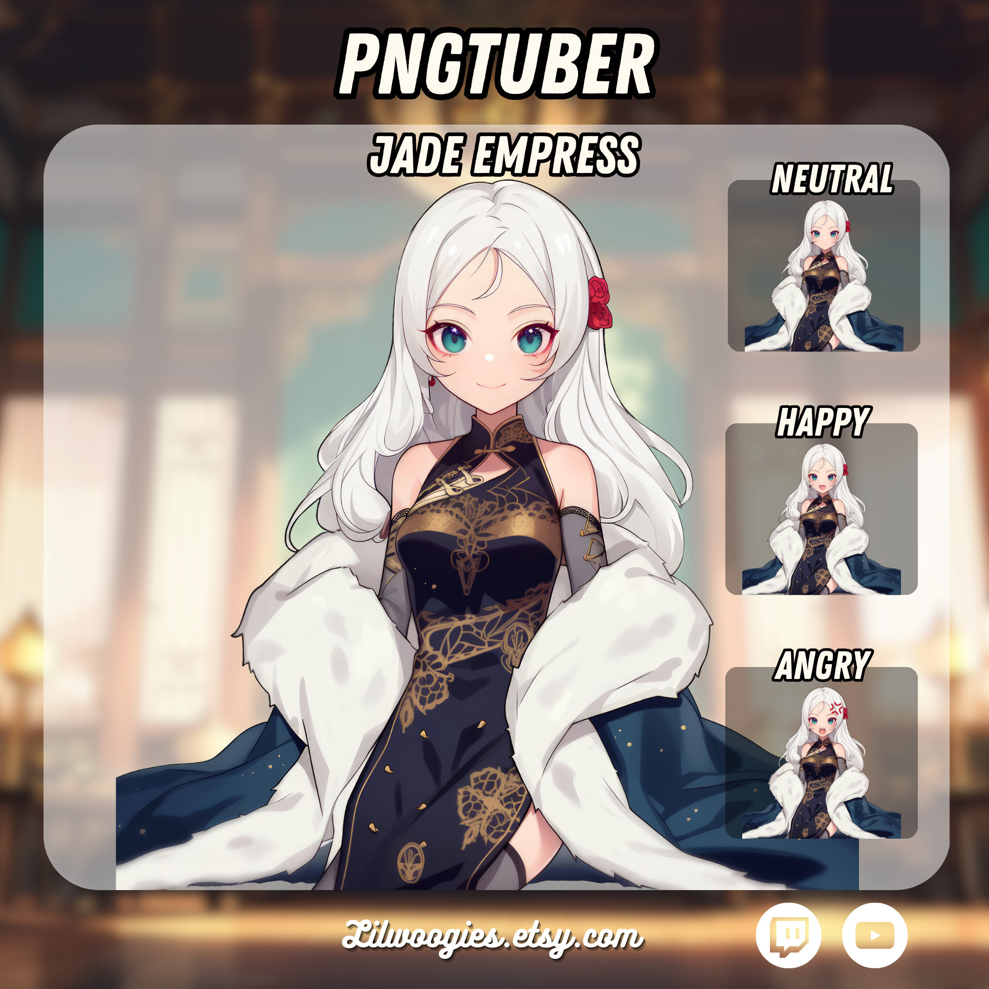 Jade Empress Pngtuber | Kawaii | Ready for Twitch | Vtuber Avatar ...
