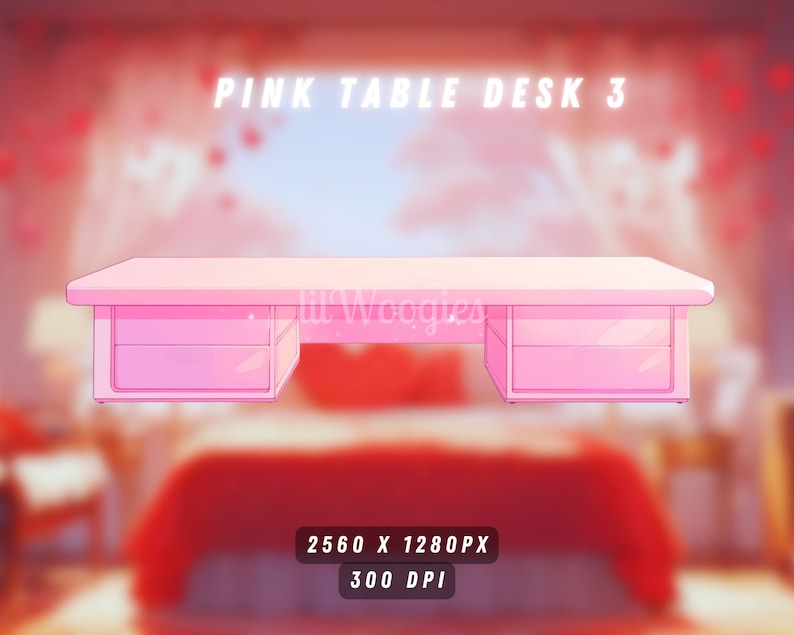 Vtuber Pink Table Desks 5x Pngtuber Transparent Props Cute Assets Stand ...