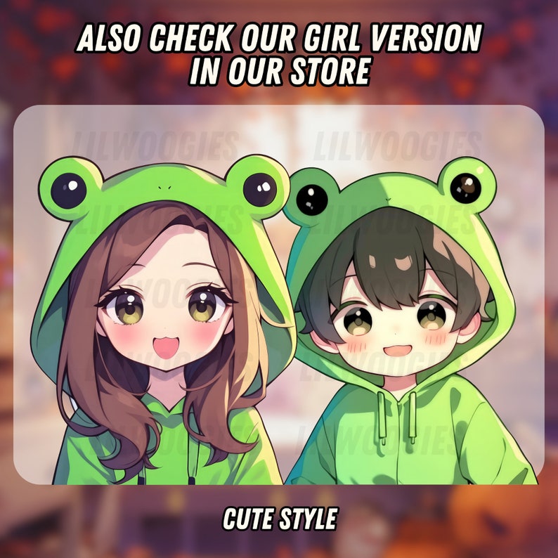 Cute Frog Boy Pngtuber Kawaii Ready for Twitch Vtuber Avatar Streaming Vtuber Assets OBS Premade ...
