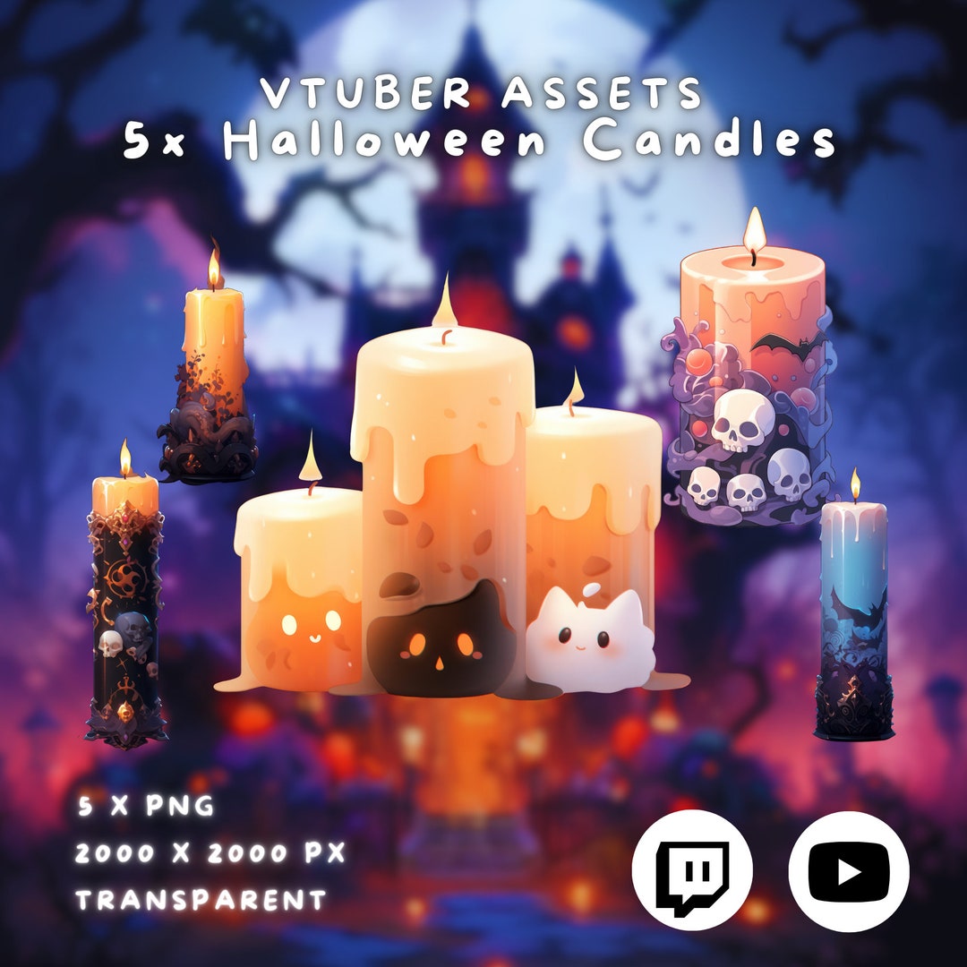 5x Vtuber Halloween Candles | Transparent | Cute | Kawaii | Spooky ...