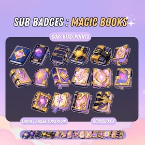 Cute Magic Book Badges for Twitch Subscribers - Twitch Sub Badges ...