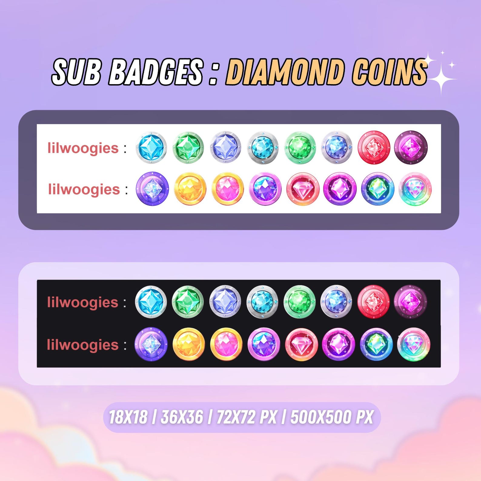 Sub Badges Cute Diamond Coins for Subscribers - Twitch Sub Badges ...