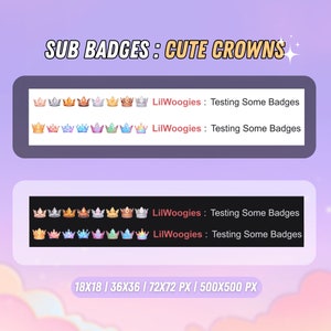 Sub Badges Cute Crowns for Subscribers - Twitch Sub Badges - Twitch Bit ...