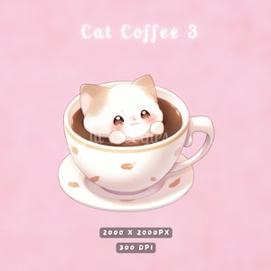 5x Kawaii Cat Coffee | Pngtuber | Transparent | Cute | Vtuber Assets ...
