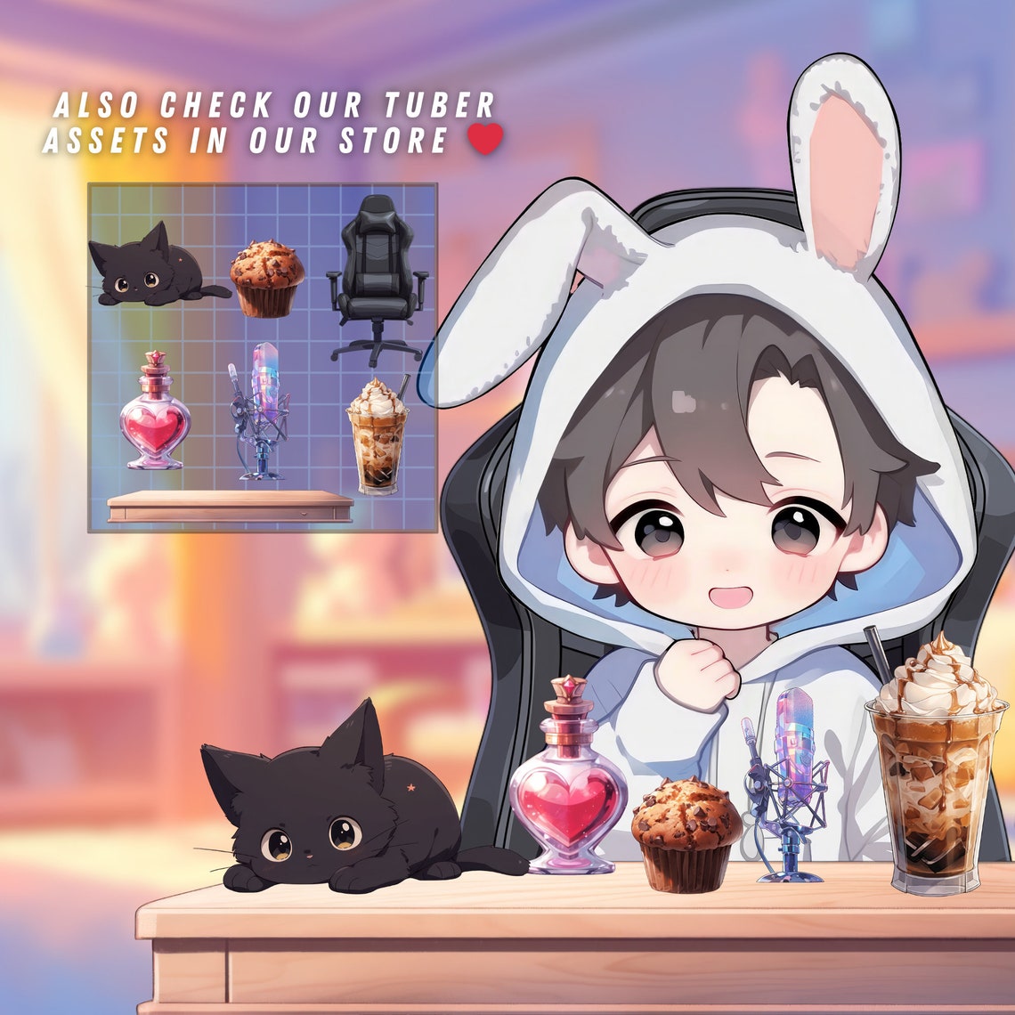 Cute Bunny Boy Pngtuber | Easter Kawaii | Ready for Twitch | Vtuber ...
