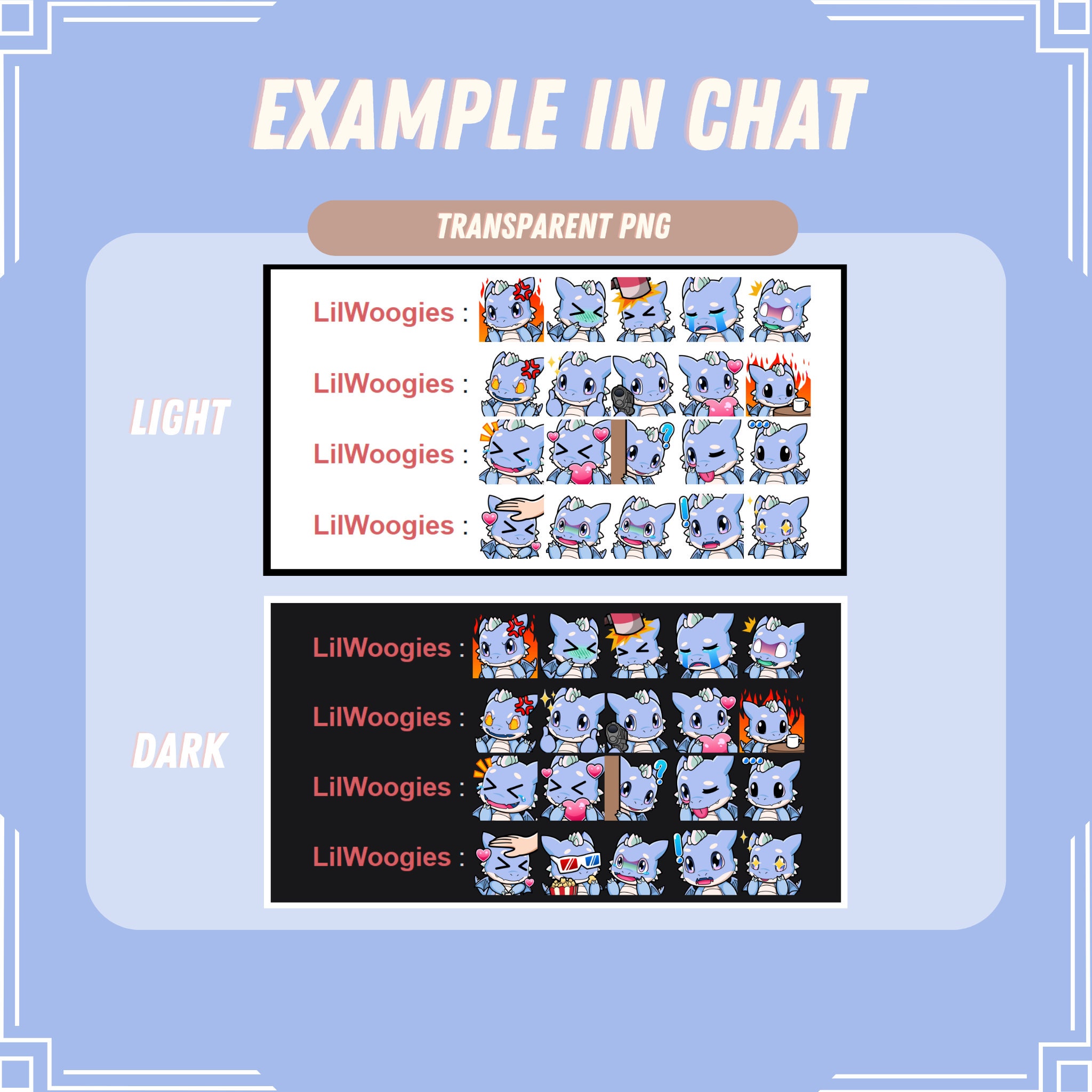 21 Blue Baby Dragon Twitch Emotes, Twitch Sub Emotes, Chibi Emotes ...