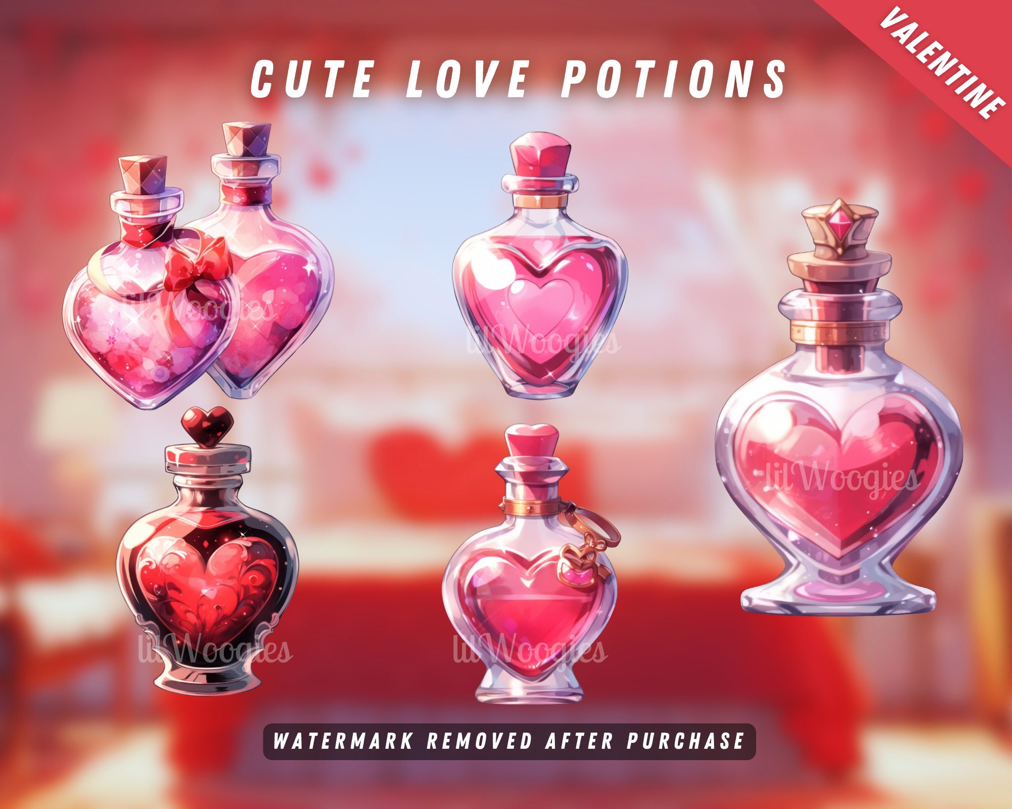 5x Cute Valentine Love Potions Vtuber Assets Cute Perfume Anime ...