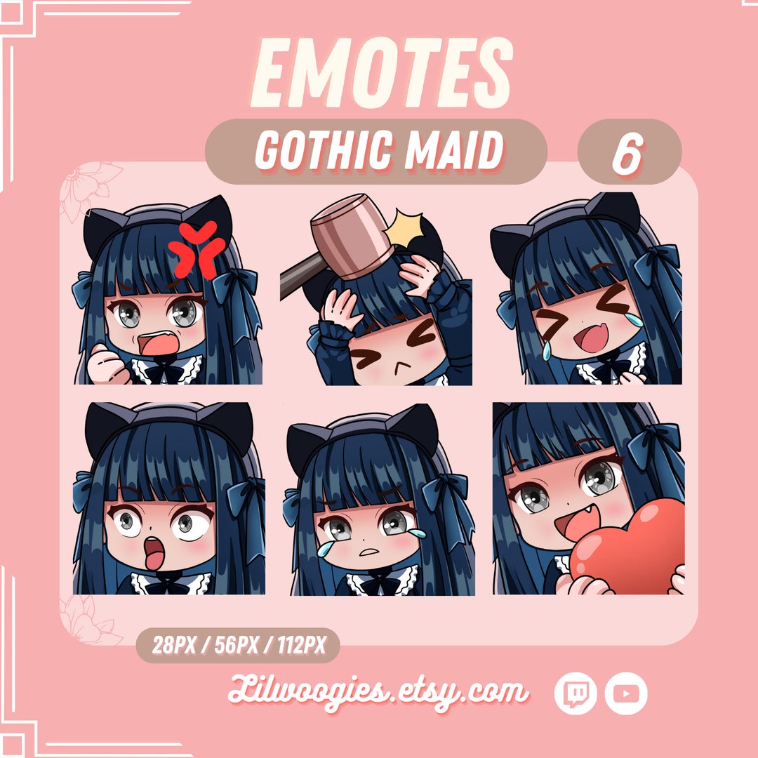 Gothic Maid Twitch Emotes, Twitch Sub Emotes, Anime Girl Emotes, Cute ...