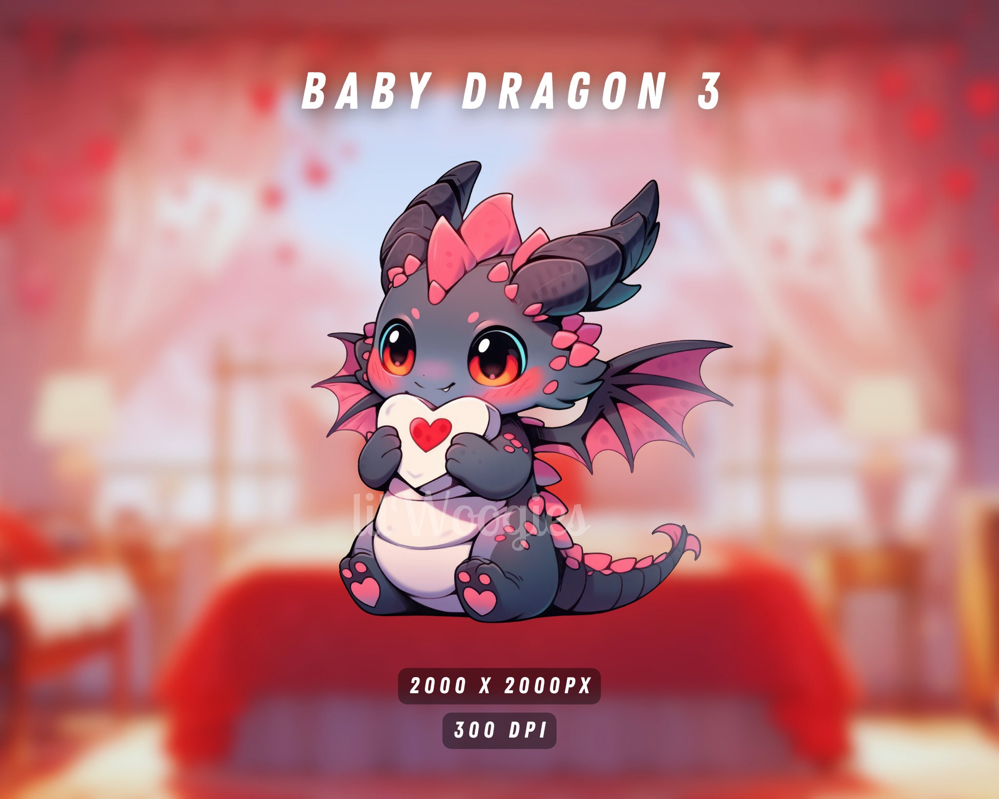 5x Kawaii Baby Dragon Valentine Vtuber Assets Fantasy Pets Anime ...