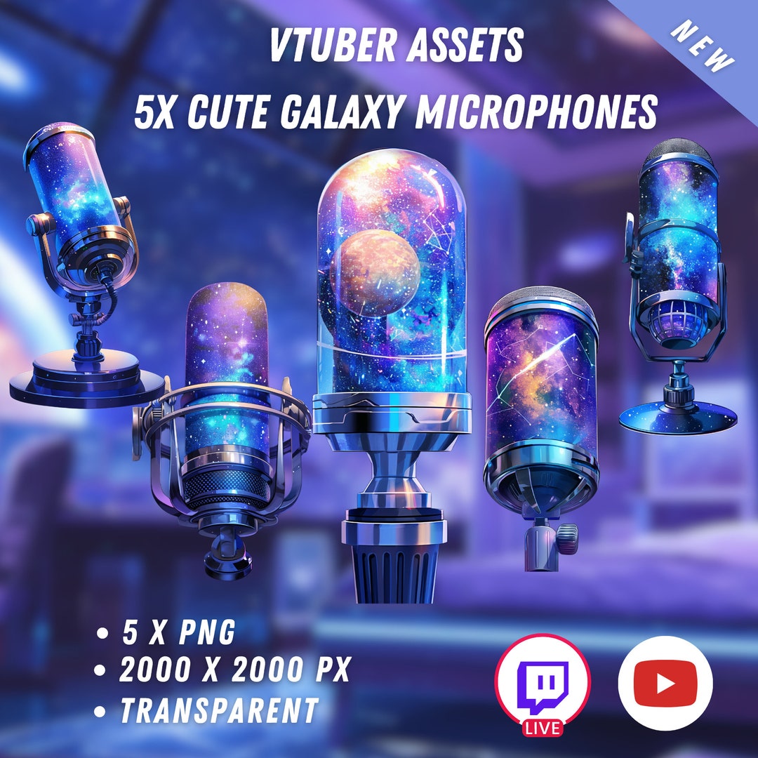 5x Vtuber Galaxy Microphones | Pngtuber Overlay | Kawaii Microphone ...