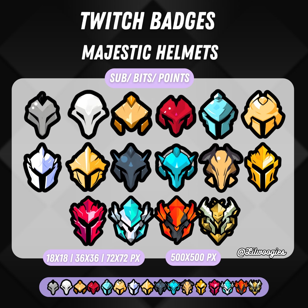Majestic Warrior Helmets Sub Badges, Twitch Bit Badges, Sub Badges for ...