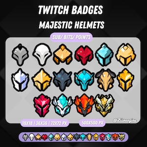Majestic Warrior Helmets Sub Badges, Twitch Bit Badges, Sub Badges for ...