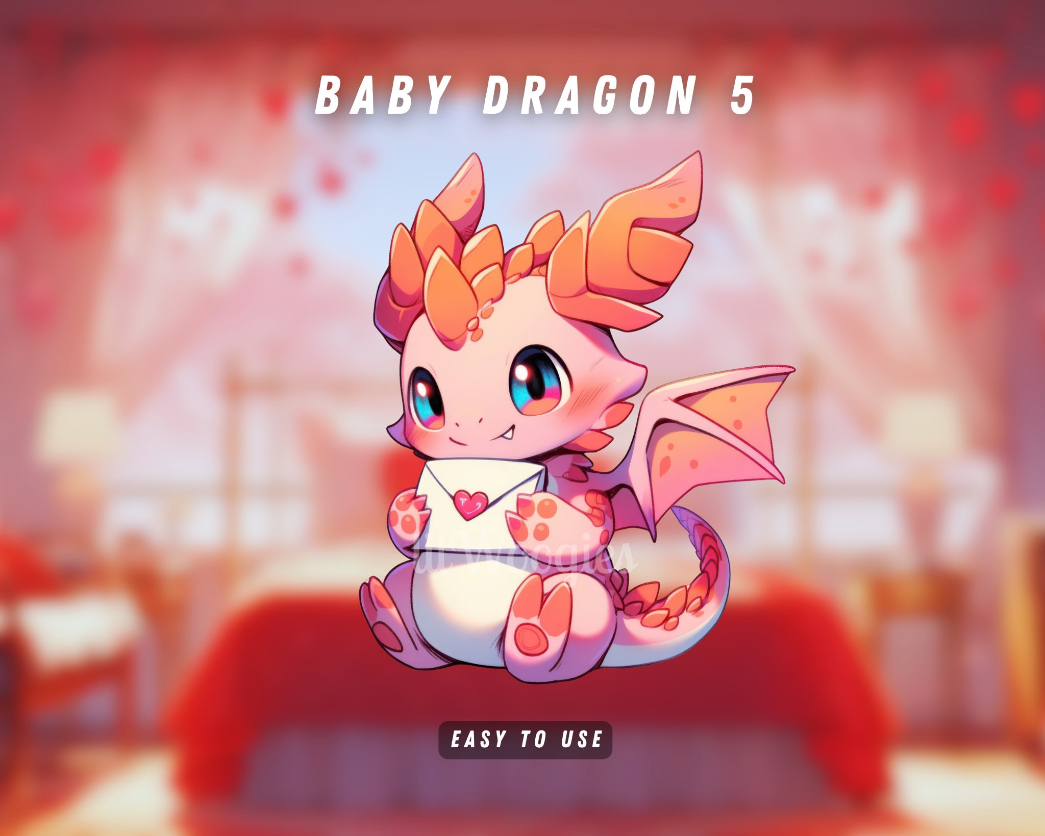 5x Kawaii Baby Dragon Valentine Vtuber Assets Fantasy Pets Anime ...
