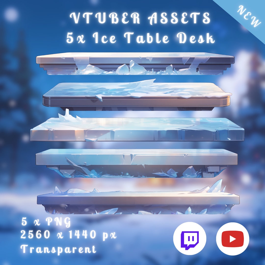 5x Ice Table Desks | Pngtuber | Transparent | Cute | Vtuber Assets ...