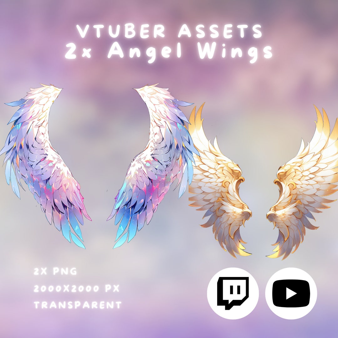 2x VTUBER Angel Wings | Fantasy Wings| Cute | Kawaii | Digital Assets ...