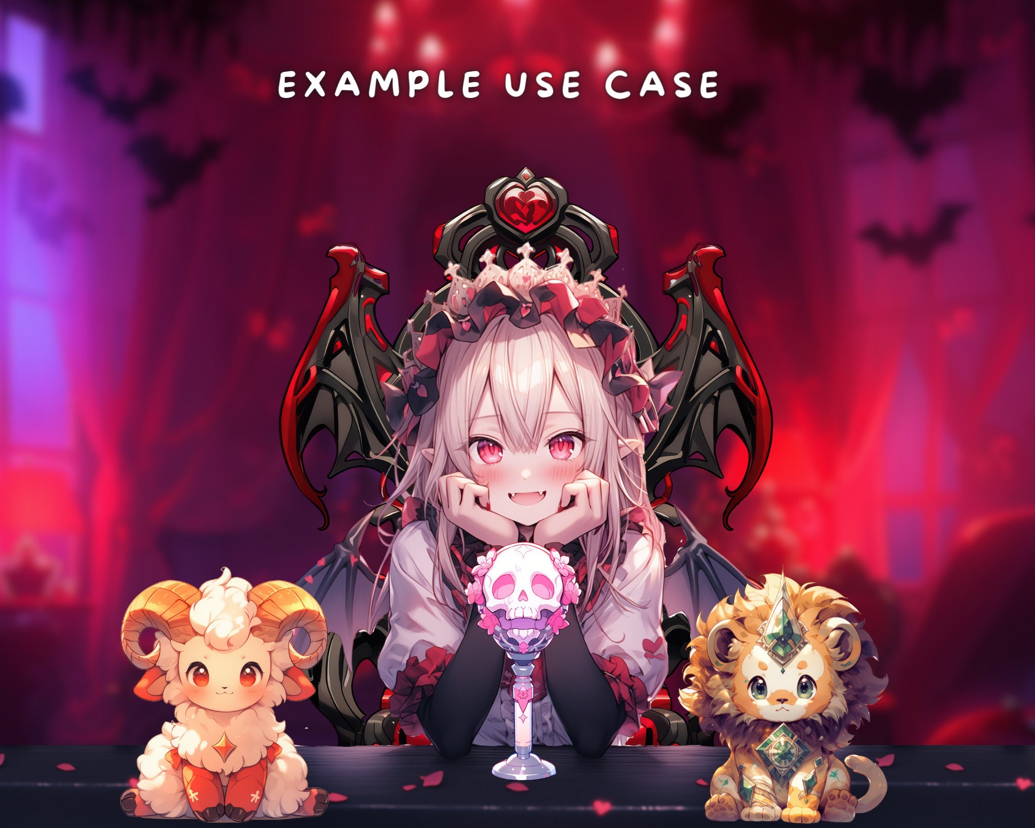 4x Vtuber Vampire Chairs Transparent Cute Kawaii Halloween Glossy ...