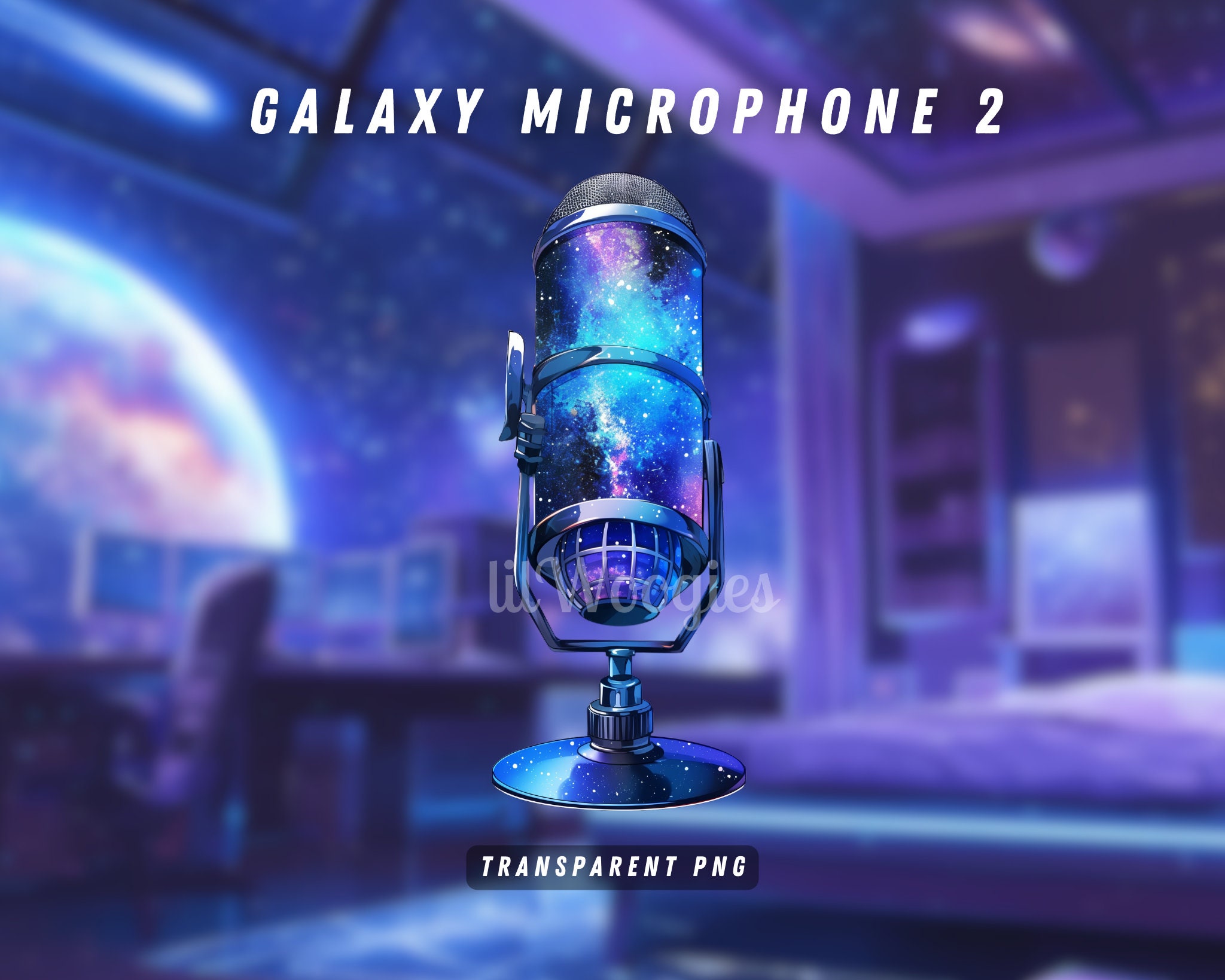 5x Vtuber Galaxy Microphones Pngtuber Overlay Kawaii Microphone Stand ...