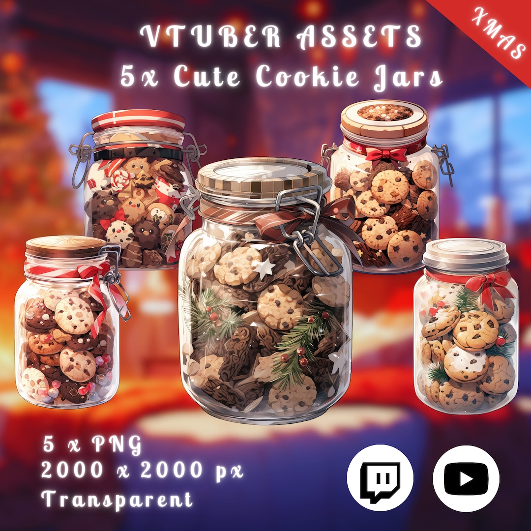 5x Vtuber Cute Cookie Jars | Transparent | Holiday Xmas | Kawaii ...