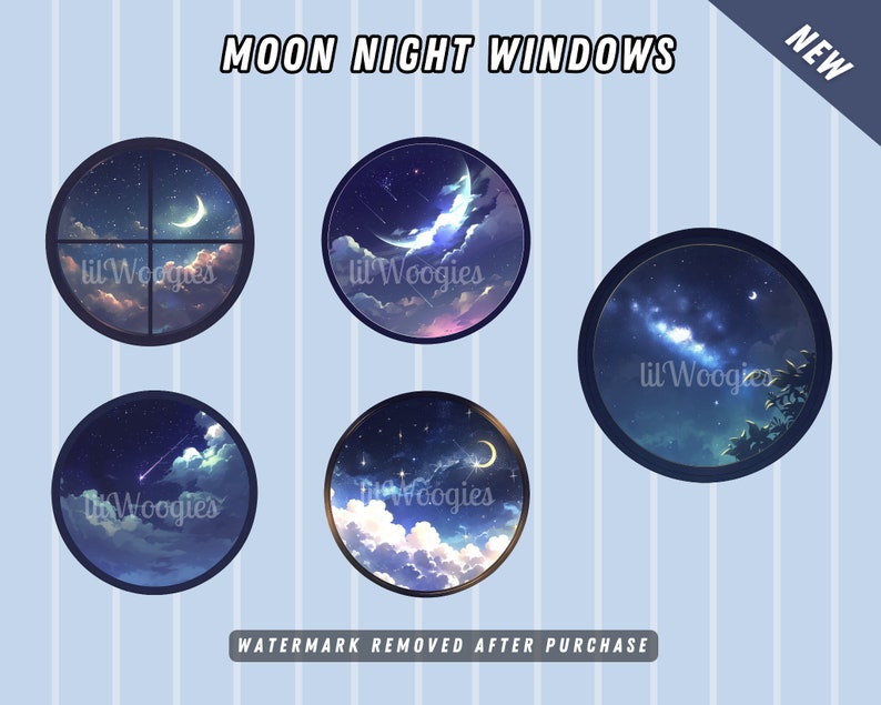 Vtuber Windows Moon Night 10x | Pngtuber | Transparent Props | Cute ...