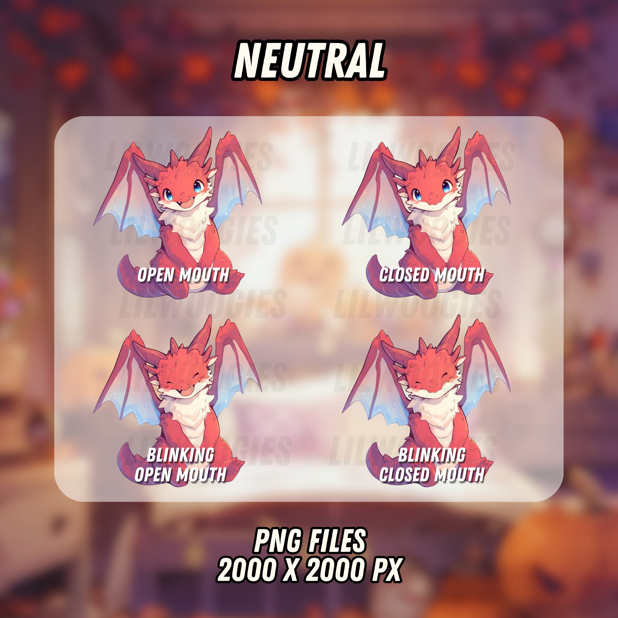 Chibi Red Dragon Pngtuber | Kawaii | Ready for Twitch | Vtuber Avatar ...