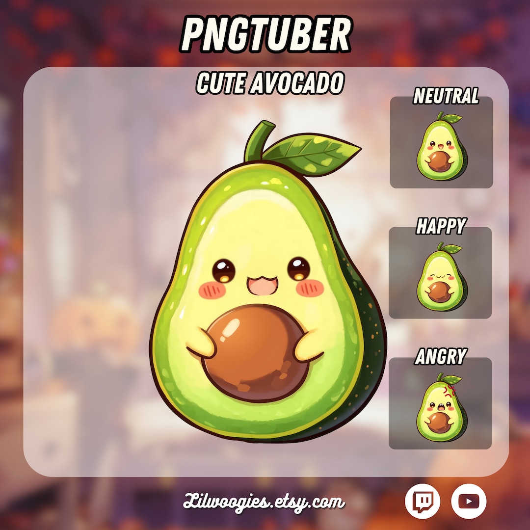 Chibi Avocado Pngtuber | Kawaii | Ready for Twitch | Vtuber Avatar ...